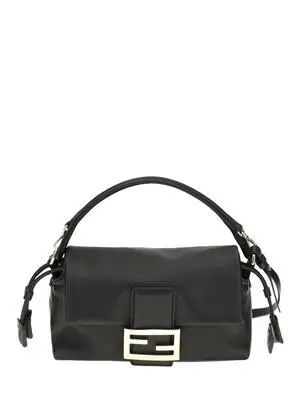 Fendi Small Baguette Soft Nappa Leather Handbag - Black