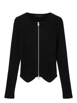 ALLSAINTS Ribbed Cruz Zip-up Cardigan - Black