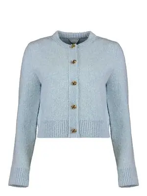 Bottega Veneta Bouclé Wool Cardigan With Metal Knot Buttons - Light Blue