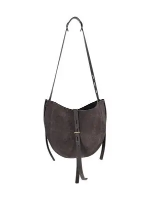 MINOBOSSI Suede Shoulder Bag With Adjustable Strap - Brown
