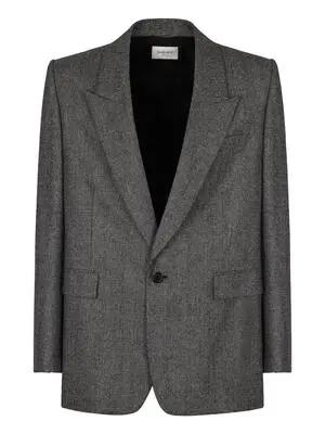 SAINT LAURENT SAINT LAURENT Prince Of Wales Wool Flannel Blazer