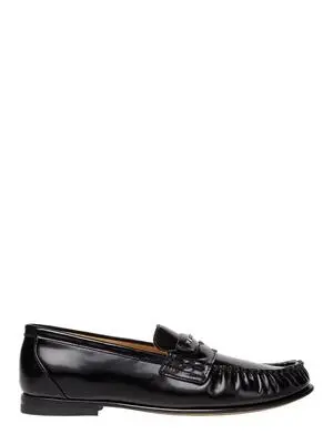 FENDI FENDI Moccasin Flats In Shiny Calfskin With Palladium-Finish Hardware