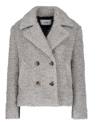 LARDINI Double-breasted Teddy Jacket - Grey