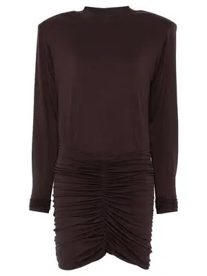 Andamane Ruched Mini Dress With Padded Shoulders - Rosso
