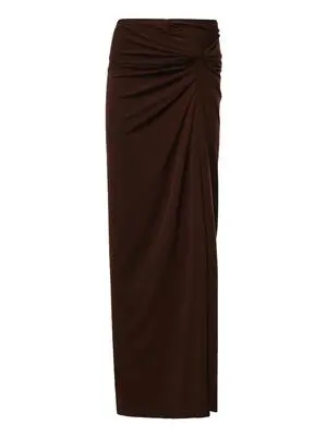 Andamane The Attico Draped Detail Slit Skirt - Marrone