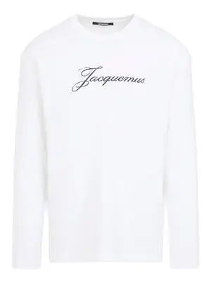 Jacquemus Le T-shirt Long Sleeve In Organic Cotton & Hemp - White