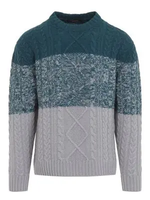 Kiton Cable-knit Color-blocked Cashmere Sweater - Grey