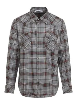 Acne Studios Plaid Western Snap Button Shirt - Grey