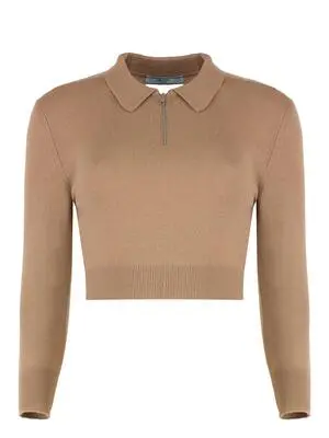 PRADA PRADA Cashmere Zip-Up Polo Sweater