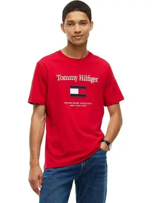 Tommy Hilfiger Embroidered Flag Logo T-shirt - Medium Red