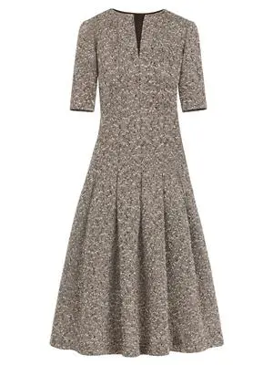 OSCAR DE LA RENTA Slub Wool Tweed Gauze Dress