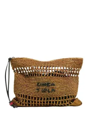 Bimba Y Lola Medium Gold Raffia-effect Handbag Gold