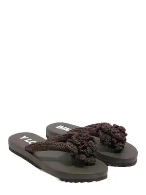 Bimba Y Lola Crochet Flower Flip-flops - Brown