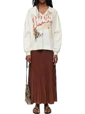 Bimba Y Lola Toweling V-neck Sweatshirt - Neutrals