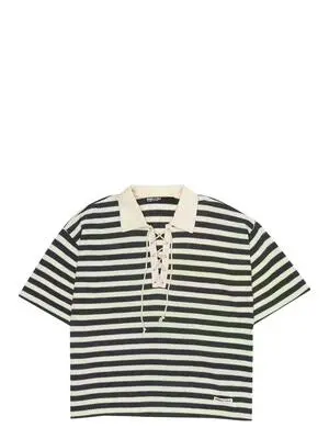 Bimba Y Lola Bimba Y Lola Striped T-Shirt With Adjustable Polo Shirt Collar Black