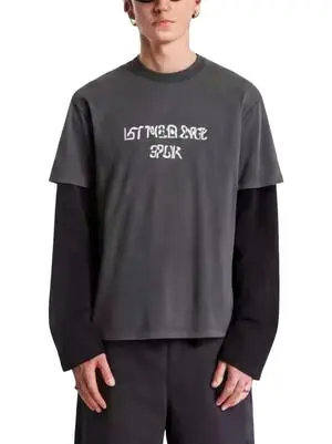 HELIOT EMIL Tacito Layered-sleeve T-shirt - Grey