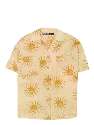 BIMBA Y LOLA Bimba Y Lola "By The South" Textured Cotton Oversized Shirt With Sun Print