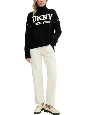 DKNY DKNY Black Roll Neck Sweater With Contrast Trim