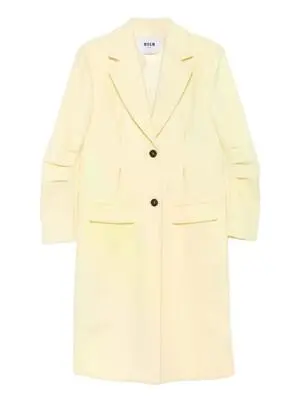 MSGM Single-breasted Coat With Pleated Detailing - Yellow