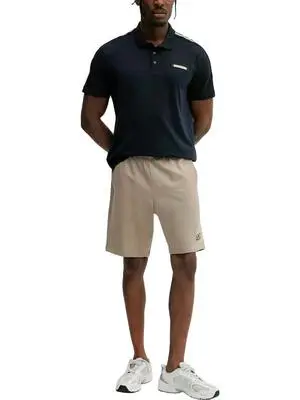 EA7 Emporio Armani Logo Print Elasticated Waist Shorts - Neutrals