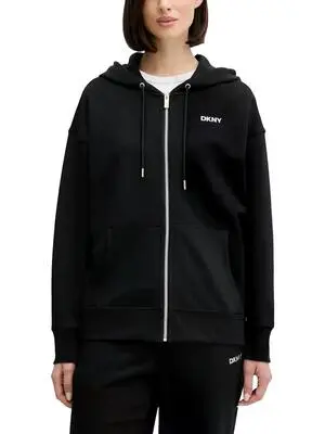 Dkny Zip-up Hoodie With Drawstring Hood - Black