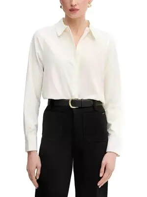 Dkny Classic Collar Shirt With Curved Hem - Neutrals