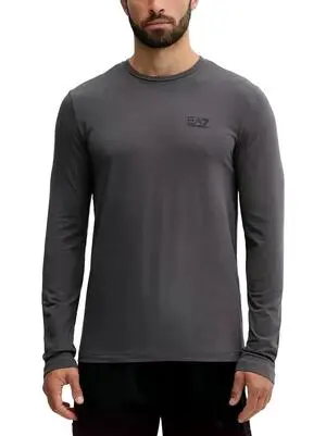 EA7 Logo-print Long-sleeved T-shirt - Grey