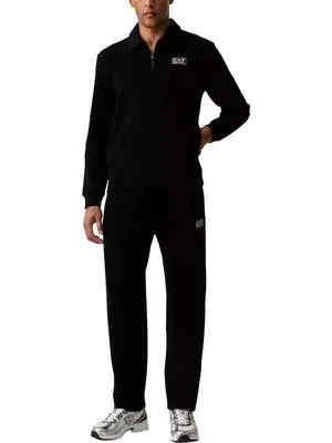 EA7 Logo-patch Quarter-zip Sweatshirt - Black