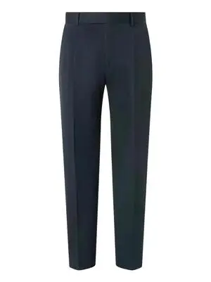Zegna Navy Cotton And Wool Tailored Pants - Blue