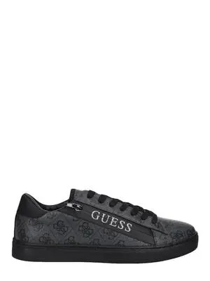 Guess Monogram Print Low-top Sneakers - Black
