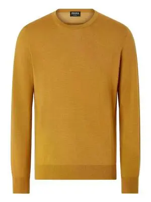 Zegna Cashmere And Silk Blend Crew Neck Sweater - Yellow