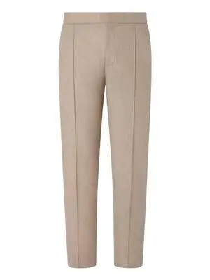 Zegna Light Taupe Mélange Wool Silk And Cashmere Pants - Neutrals