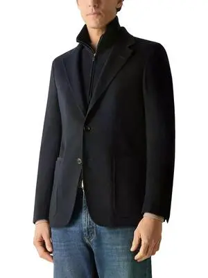 Zegna Oasi Cashmere Jacket With Detachable Bib - Blue