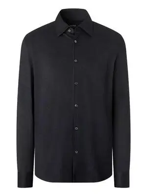 Zegna Navy Blue Cashmere And Silk Shirt - Grey