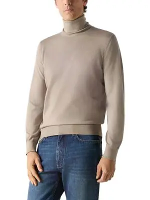 Zegna Zegna Cashseta Turtleneck With Mélange Finish Neutrals