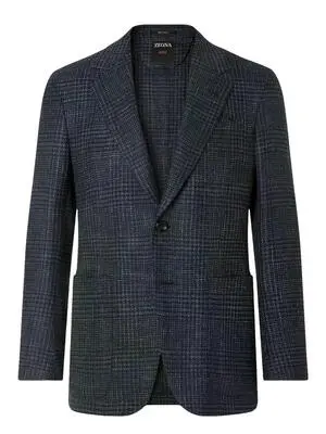 Zegna Navy Cashmere Silk And Linen Jacket - Blue
