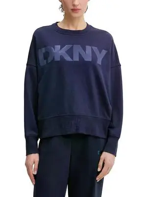 Dkny Crew Neck Sweatshirt With Logo Print - Blue