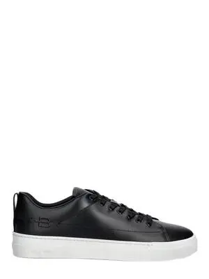BALDININI Logo-embossed Leather Lace-up Sneakers - Black