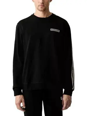 EA7 Logo-patch Tape-detail Sweatshirt - Black