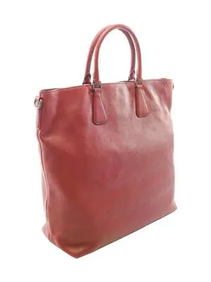 Prada 2000s Leather Tote Bag - Red