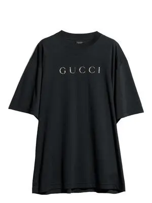GUCCI Cotton Jersey T-shirt With Print, Black
