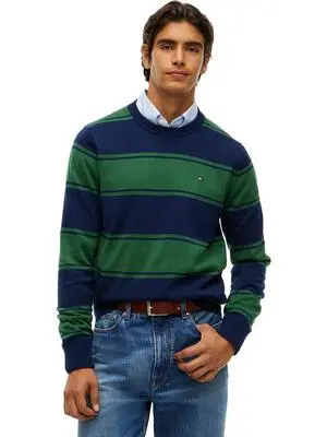 Tommy Hilfiger Striped Crewneck Sweater - Deep Evergreen