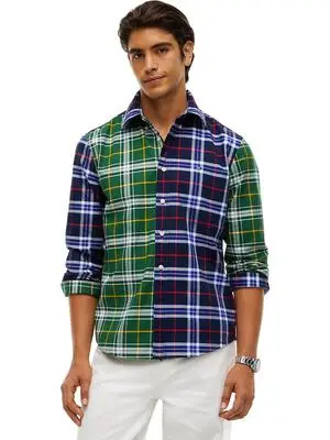 Tommy Hilfiger Regular Fit Mixed-tartan Oxford Shirt - Deep Evergreen