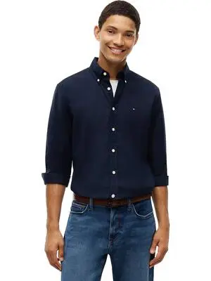 Tommy Hilfiger Men's Regular Fit Long-sleeve Shirt - Navy Blue