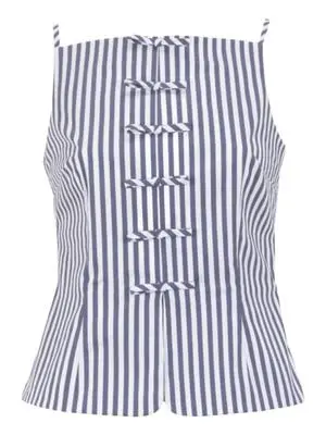 EXQUISE Spaghetti Strap Bustier Blouse - Blue/white