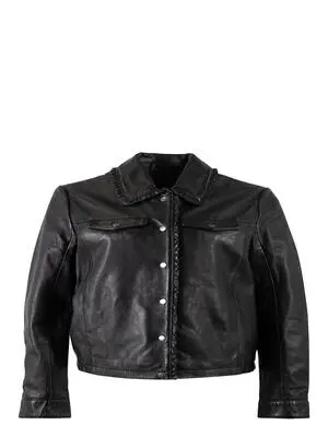 MAURITIUS Mauritius Limma Leather Shacket With Frill Collar