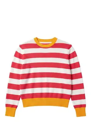 BRODIE CASHMERE Mesh Stripe Crew - Orange