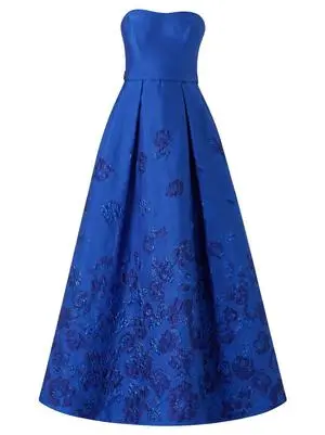 SACHA DRAKE Convertible Brocade Lurex Gown - Blue