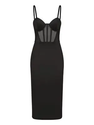 THE GT ATELIER Corset Bodycon Midi Dress - Black