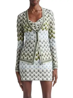 Missoni Metallic Jacquard Knit Cardigan - Green Multi